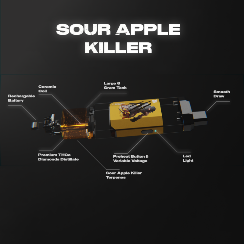 Sour Apple Killer Beast Mode THCa Diamonds Vape 6 Grams Online - IndaCloud